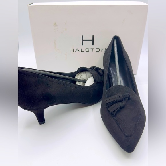 H by Halston | Shoes | H Halston Womens Dubai Tassel Kitten Heel Suede ...